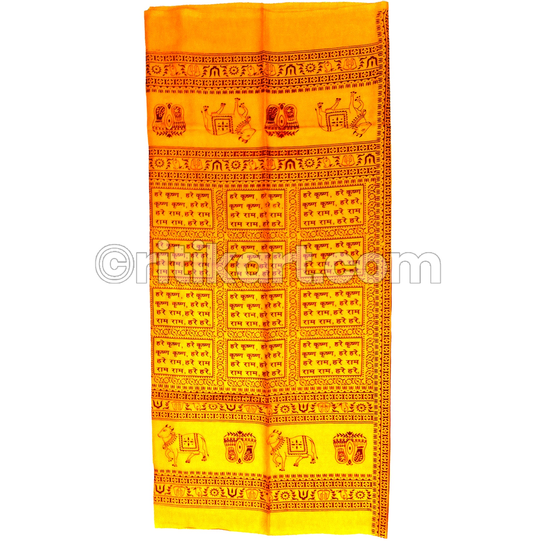 Spiritual Cotton Handloom Shawl (Hare Ram Hare Krishna)- Ritikart
