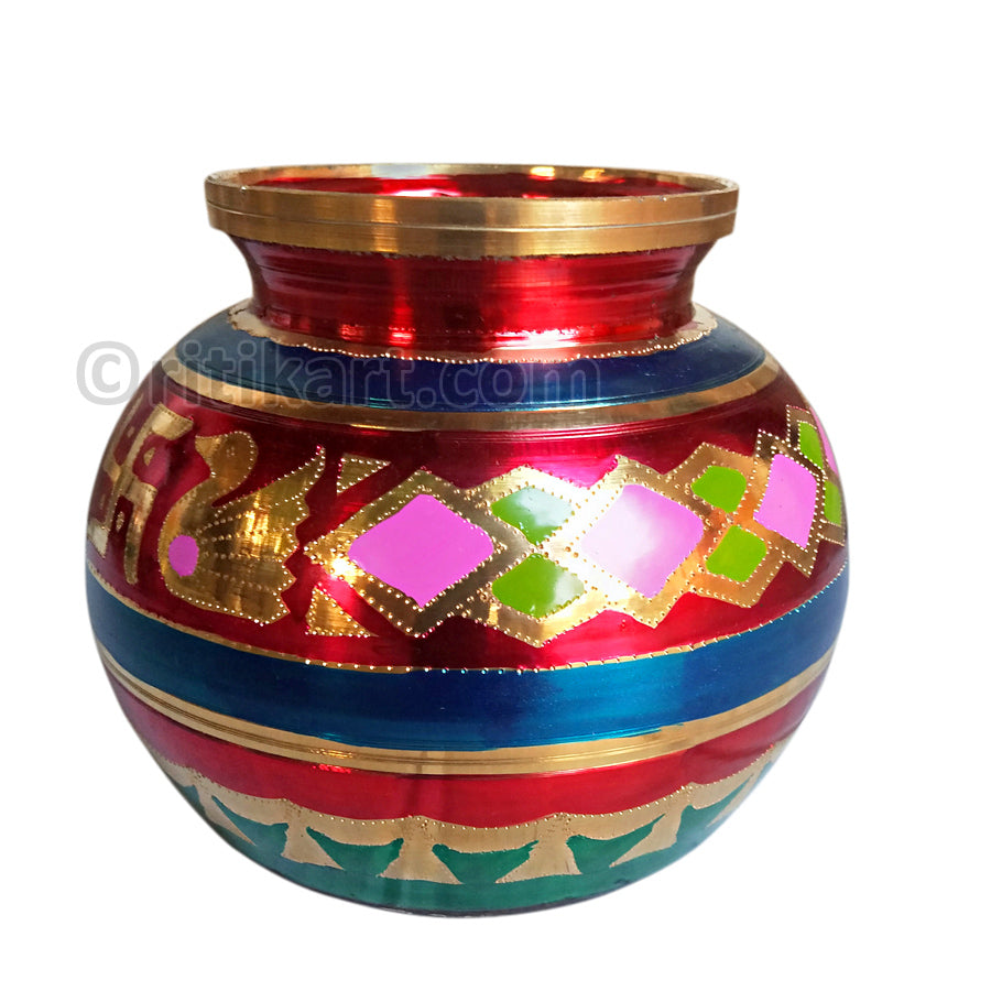 Buy Balakati Brass Multicolor Designer Kalash - ritikart