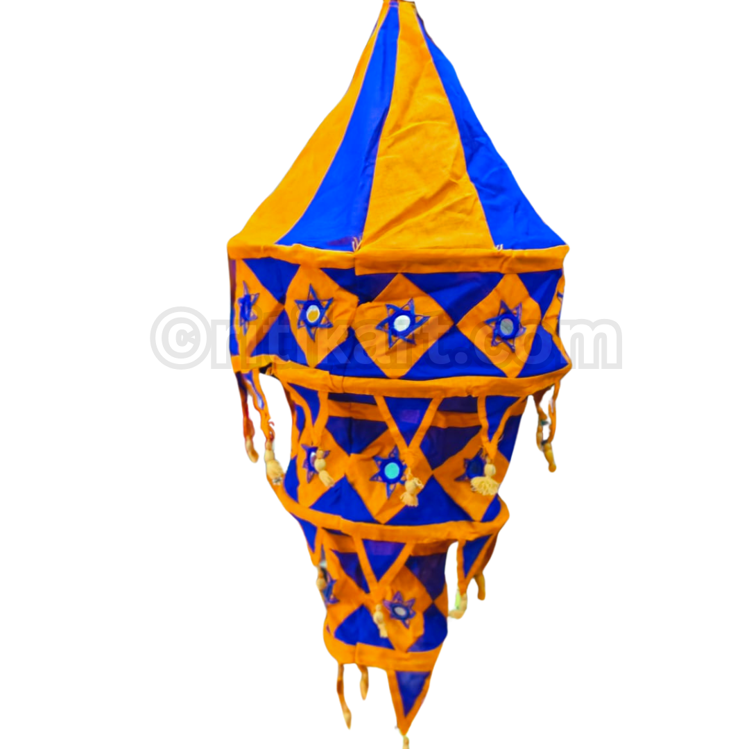 Orange & Blue Pipili Lampshade Applique - 3 steps