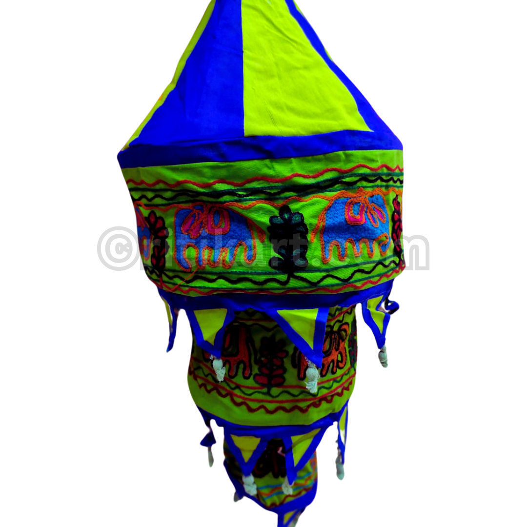 Pipili Lampshade Flower & Elephant Design-3 Step (Blue & Green) Decor