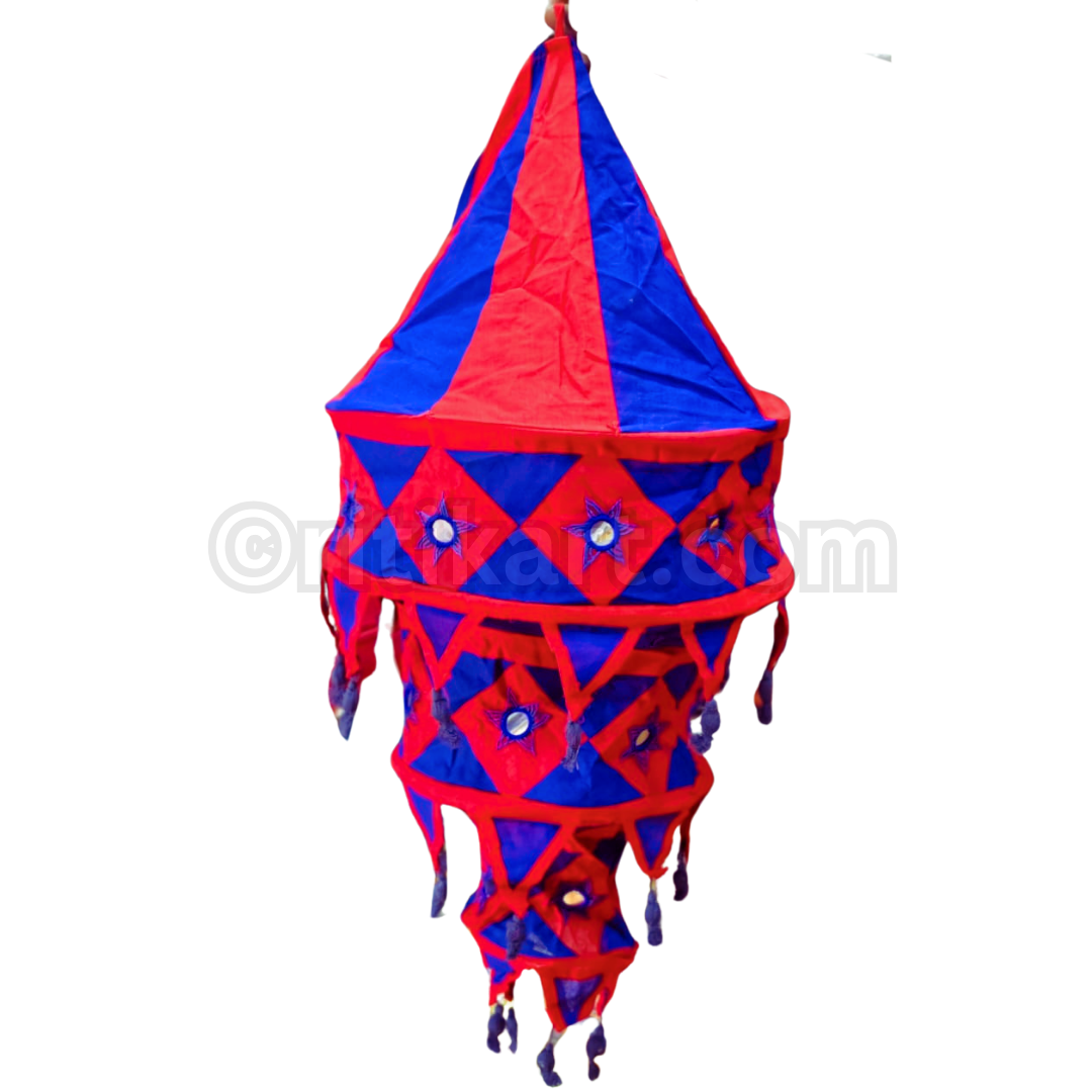 Red & Blue Pipili Lampshade Applique - 3 steps