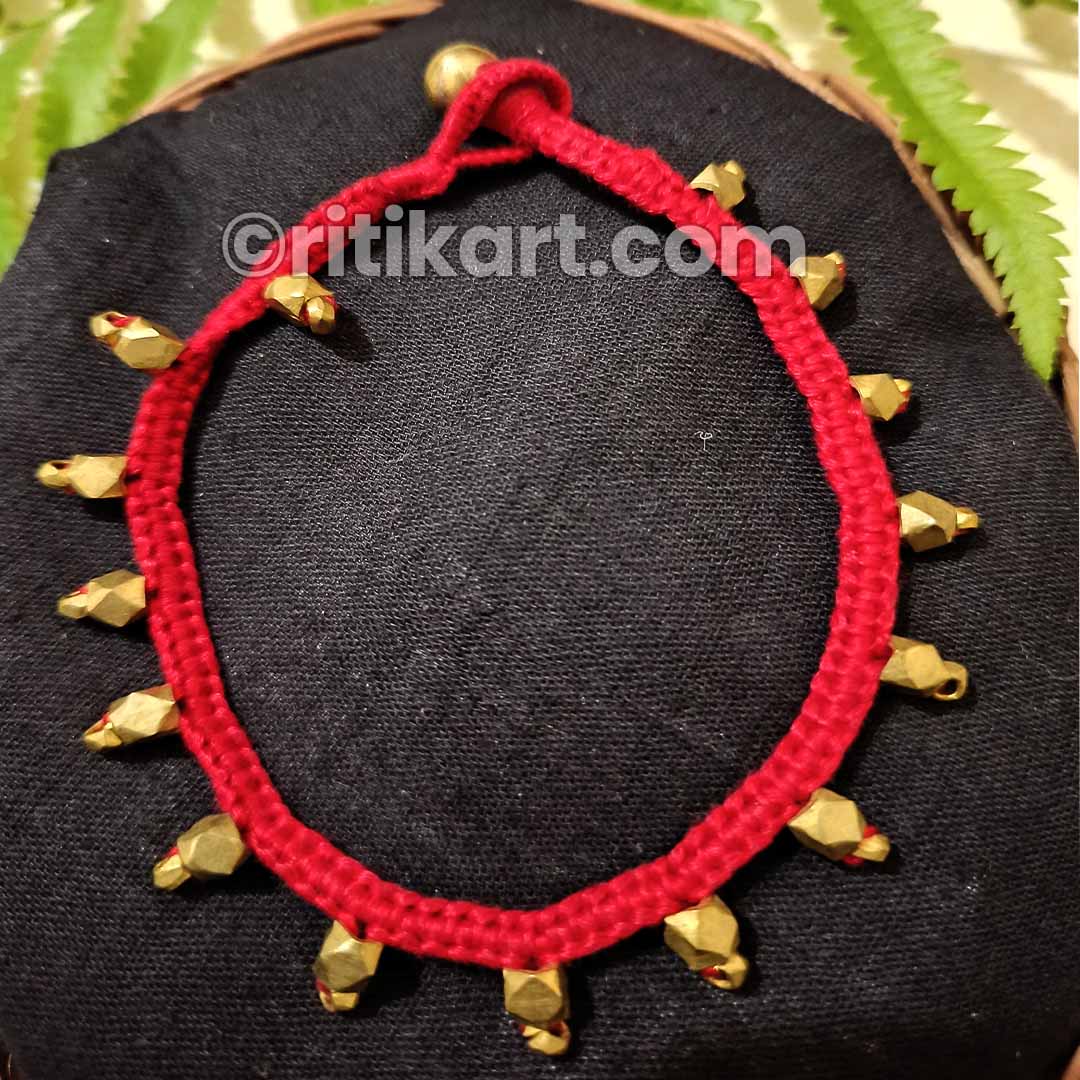 Ancient Collection Dhokra Anklet with Brass Spikes - Ritikart