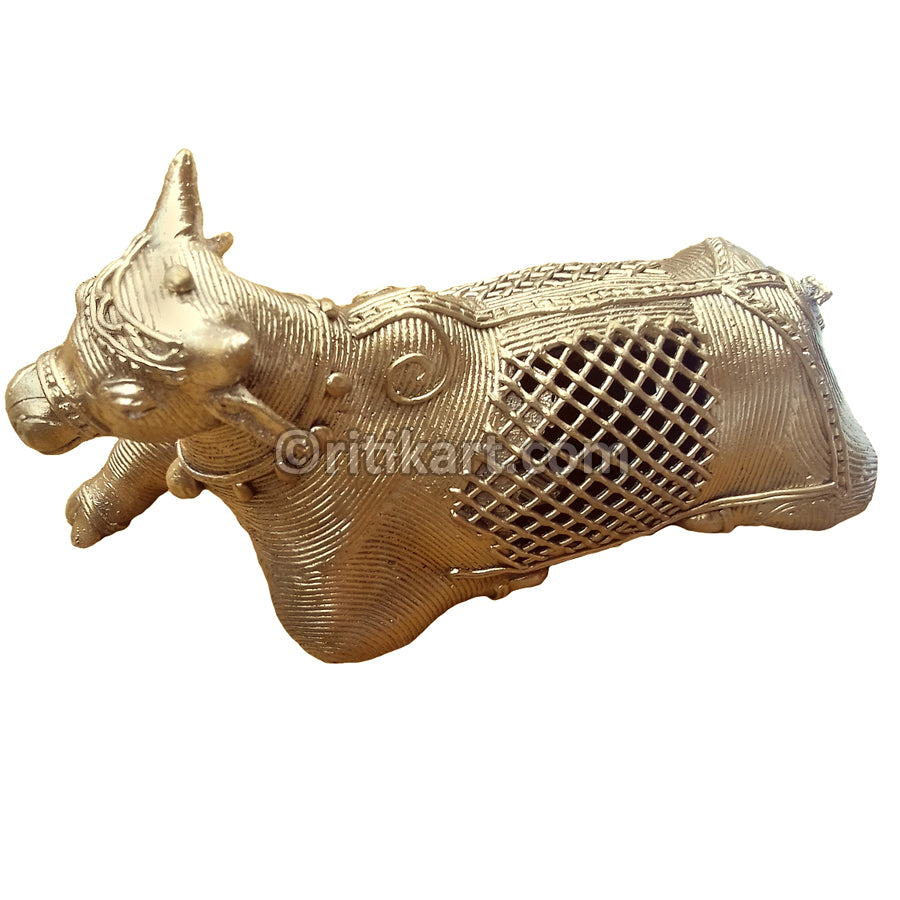 Buy Online Ancient Dokra Art Brass Bull Showpiece - Ritikart